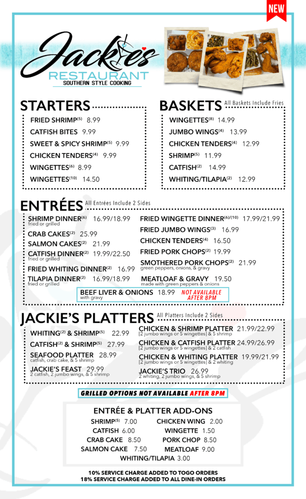Our Menu – Jackie's Restaurant